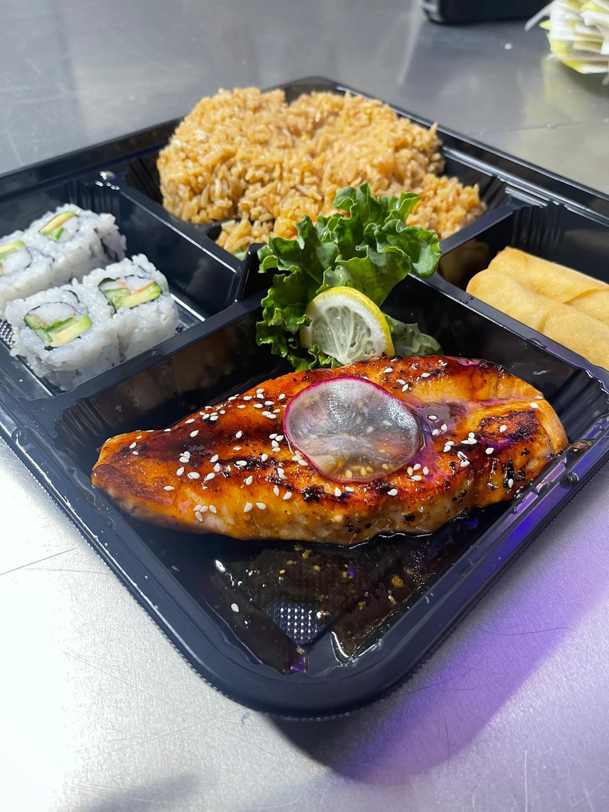 Salmon Teriyaki Bento Box | MIZU HIBACHI SUSHI & RAMEN